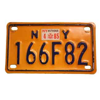 New York state 1985 motorcycle license plate — Gift-Man