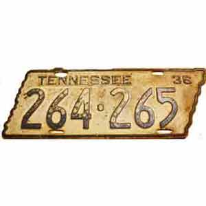 1936 Tennessee License plate — Gift-Man